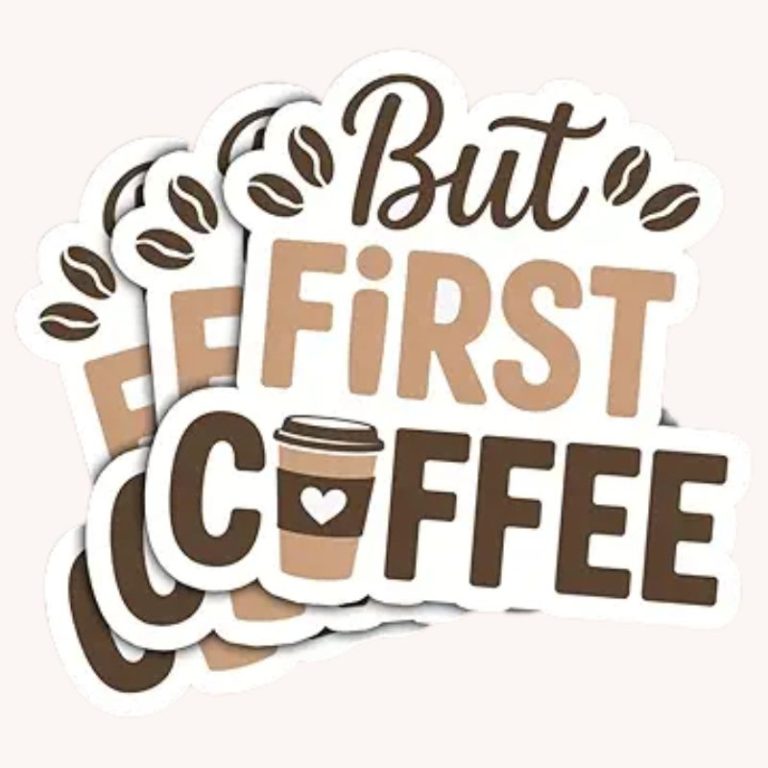 But First Coffee Sticker Waterproof Vinyl Laptops Tumblers 3 Piece