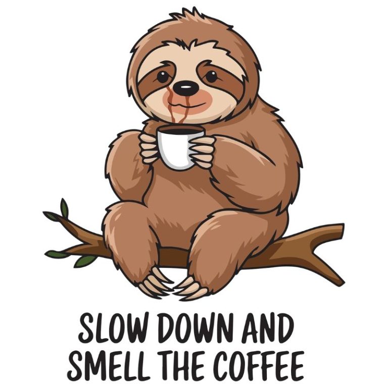 Sloth Morning Coffee Vinyl Sticker Large Size Perfect For Your Mug